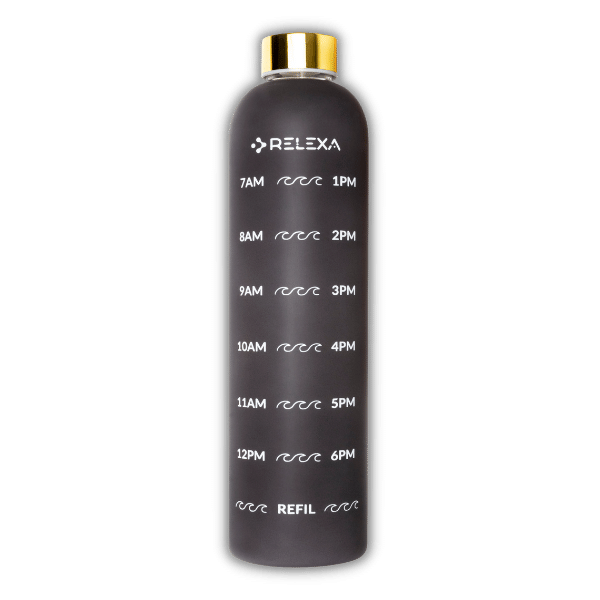 Glass Time Marker Bottle 1L (Clear and Black Options) – RELEXA